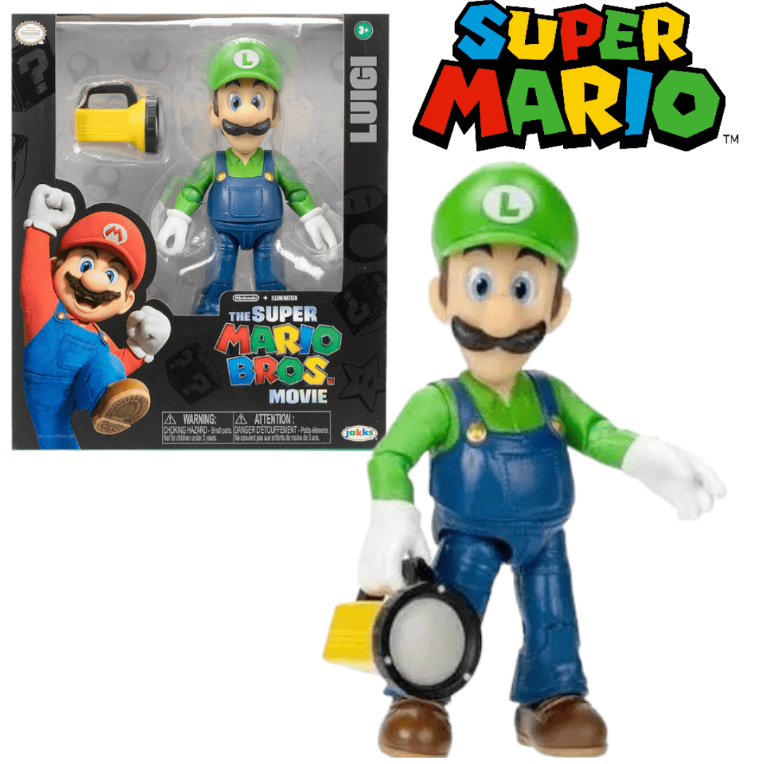 Super Mario Muñeco Figura Articulada 12cms Luigi + Accesorio Nintendo ...