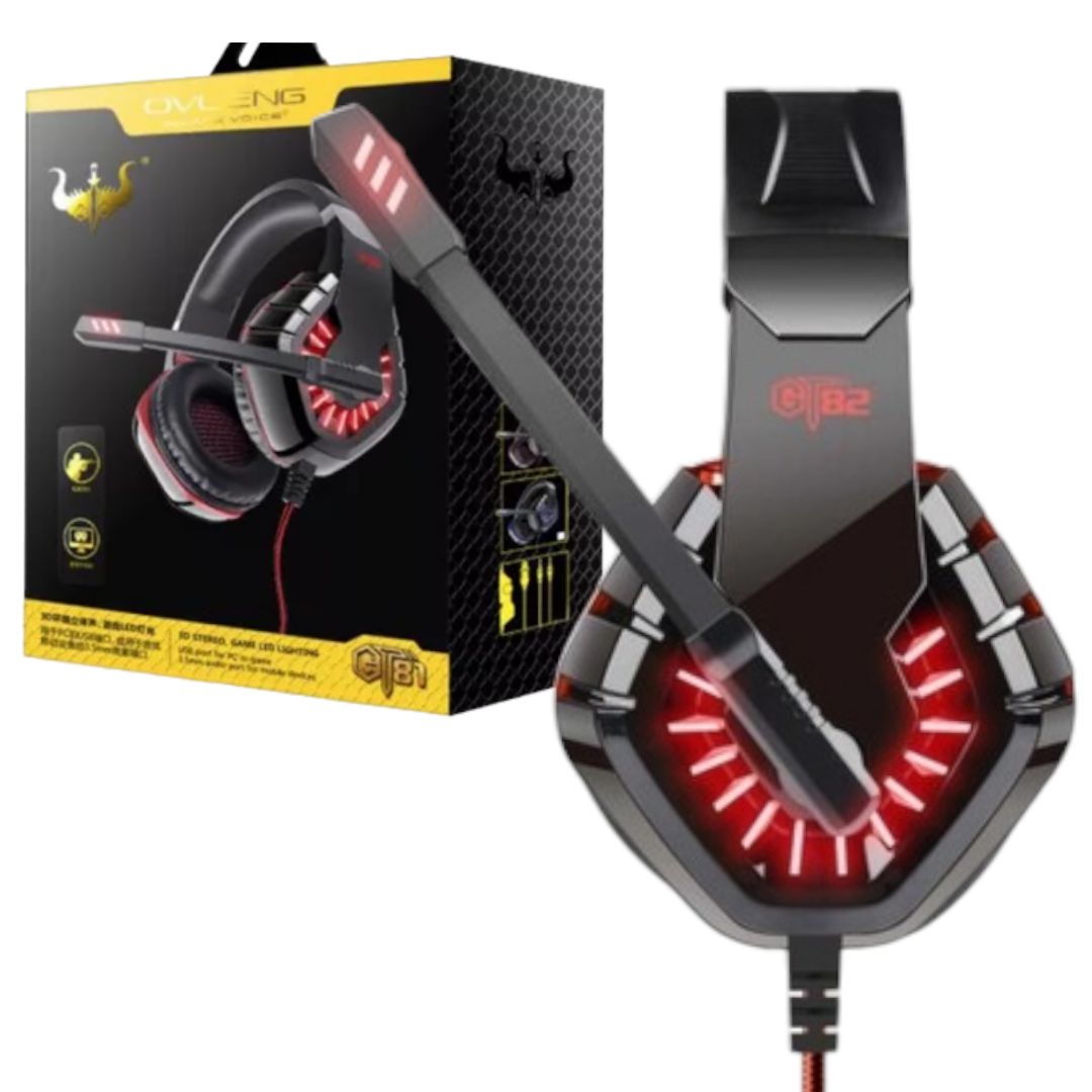 Auricular Microfono Gamer 3.5mm x 2 Led Ovleng GT81 Rojo – GameStore